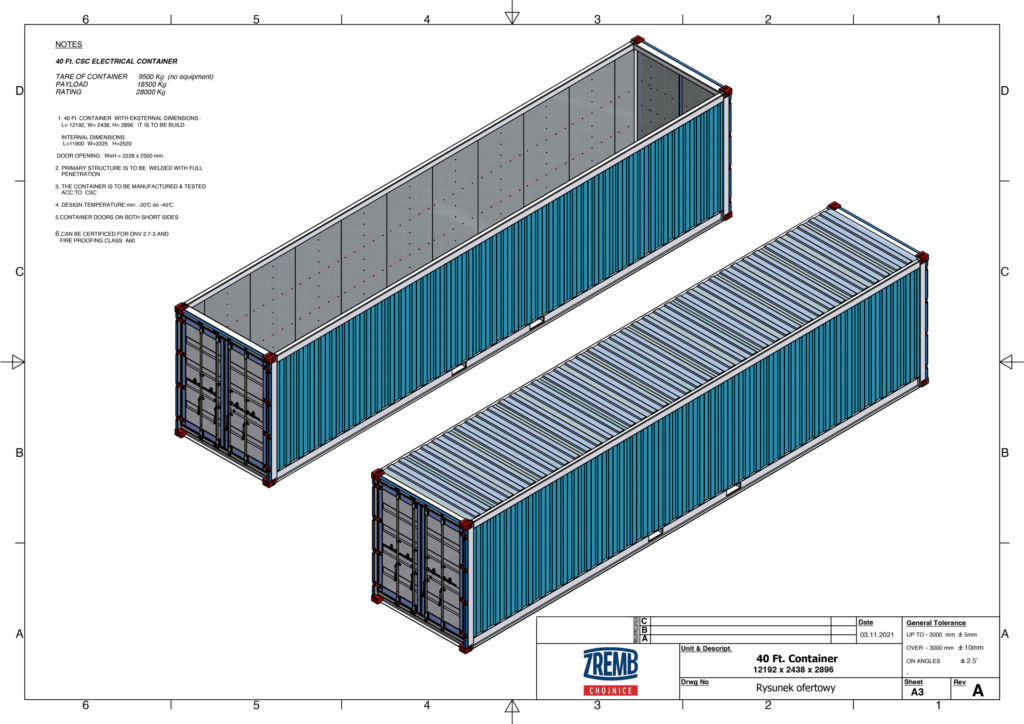Kontener na urządzenia elektryczne DNV 2.7-1 / DNV 2.7-3 / CSC ...